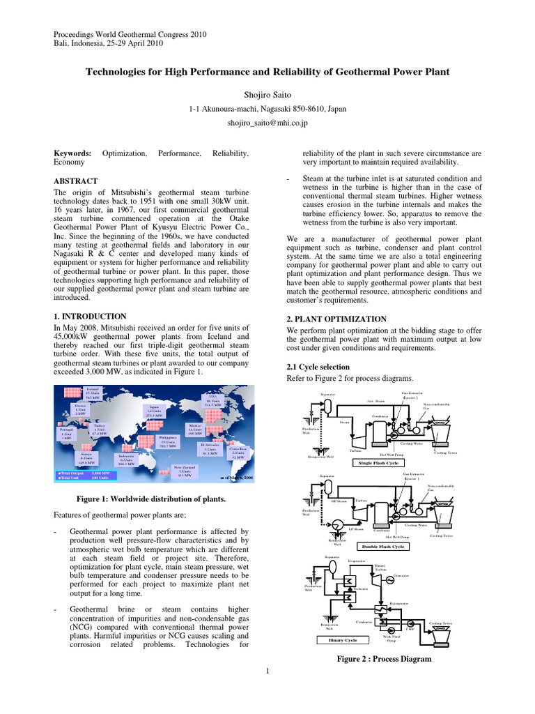 Technologies For High Performance and Reliability of Geothermal Power ...