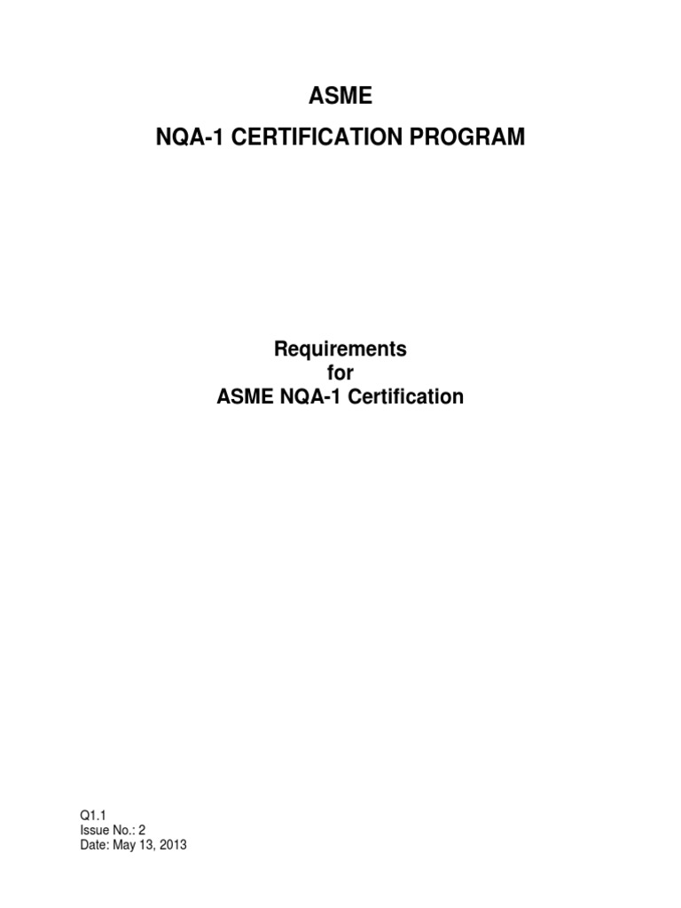 ASME NQA-1 Certification Guide | PDF | Quality Assurance | Audit