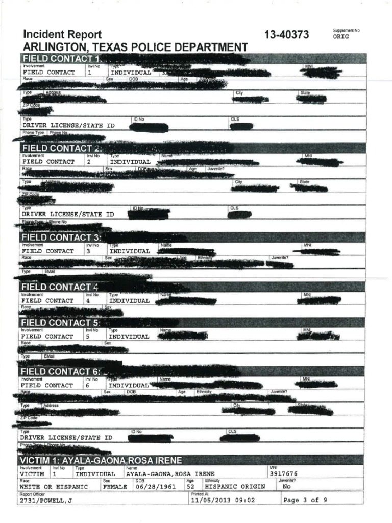 Arlington Police Report: Six Flags Over Texas Investigation | PDF ...