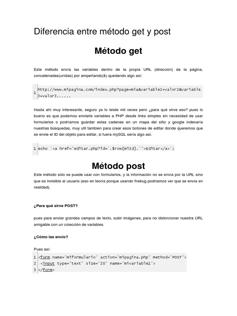 Diferencia Entre Método Get y Post | PDF