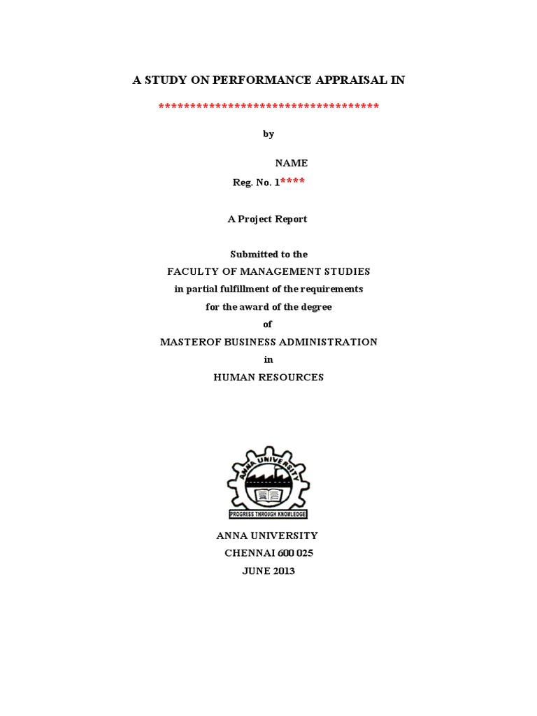 MBA Project Front Pages.doc | Master Of Business Administration | Academia