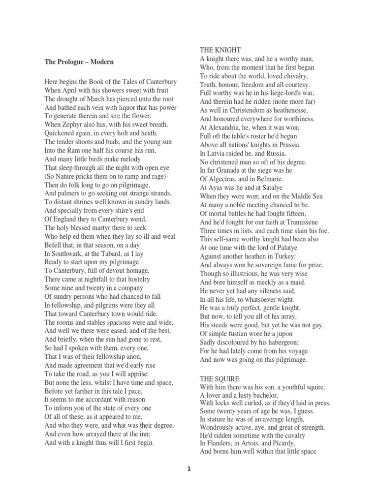 Canterbury Tales - Prologue | PDF | Monk | Religion And Belief