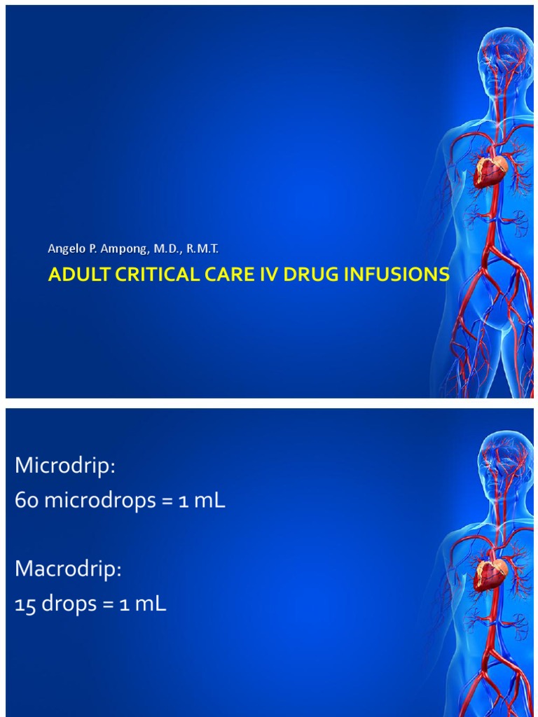 01 Critical Care IV Drug Infusions - Adult | PDF | Vasodilation | Heart