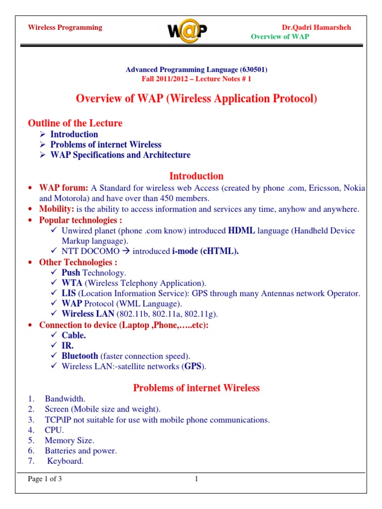 Wap | PDF | Proxy Server | Gateway (Telecommunications)