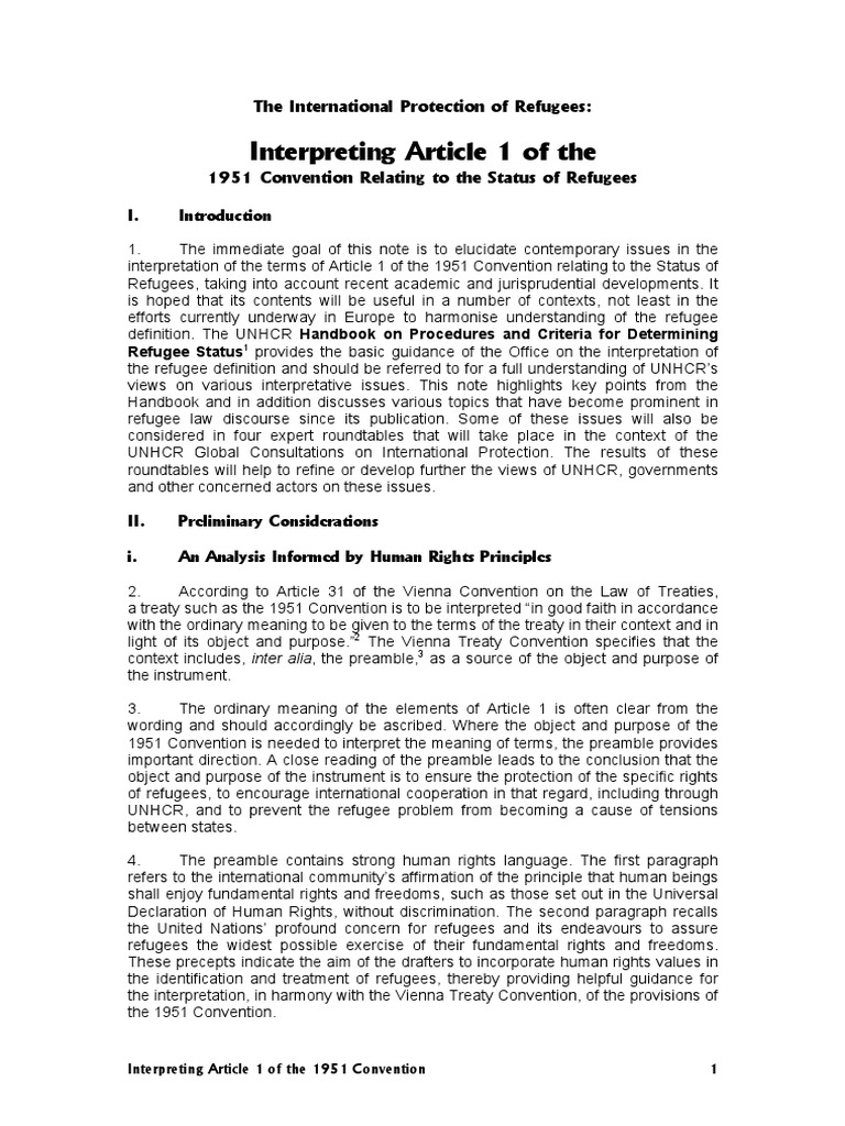 Interpreting Article 1 of the 1951 Convention.pdf | Refugee | Asylum Seeker