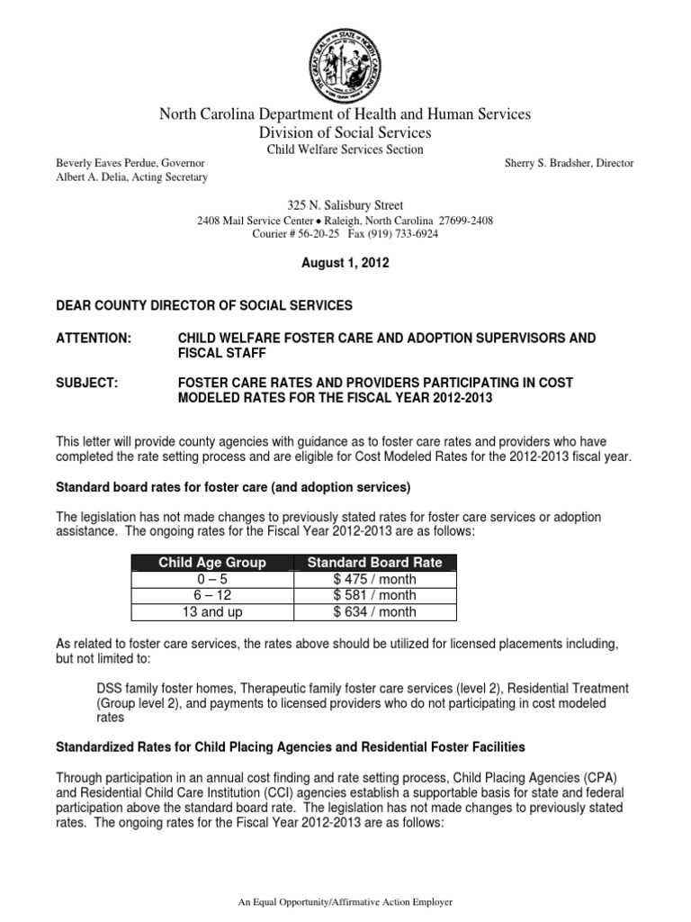 Foster Care Rates 2012-2013 | PDF | Foster Care | Child Protective Services