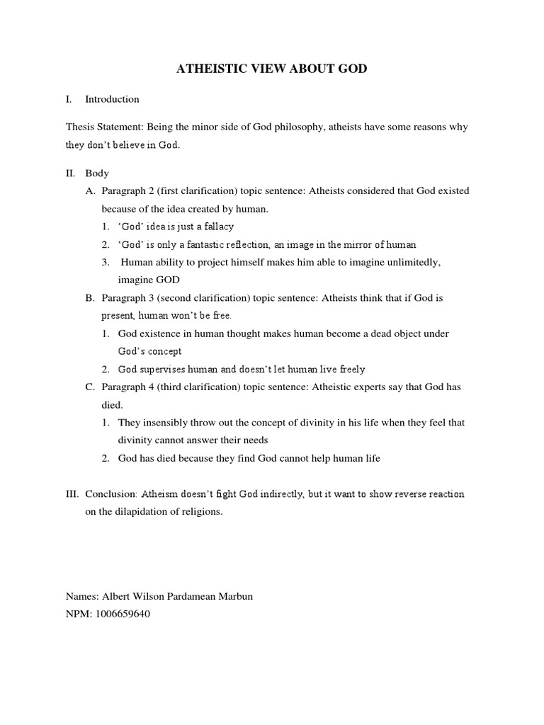 Atheistic Perspectives on God's Existence | PDF