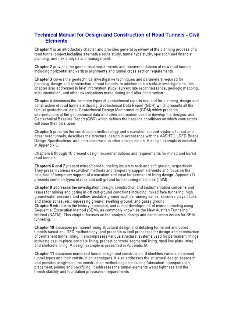 Tunnel Design Manual | PDF | Tunnel | Road