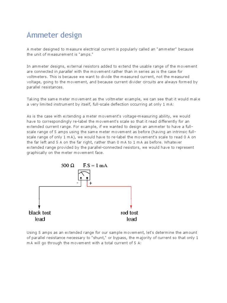 Ammeter Design | Download Free PDF | Resistor | Series And Parallel ...