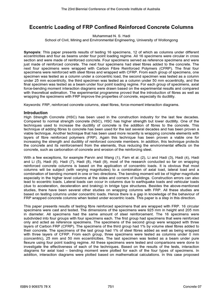 CIA Eccentric-Loading-of-FRP-Confined-Reinforced-Concrete-Columns PDF | PDF