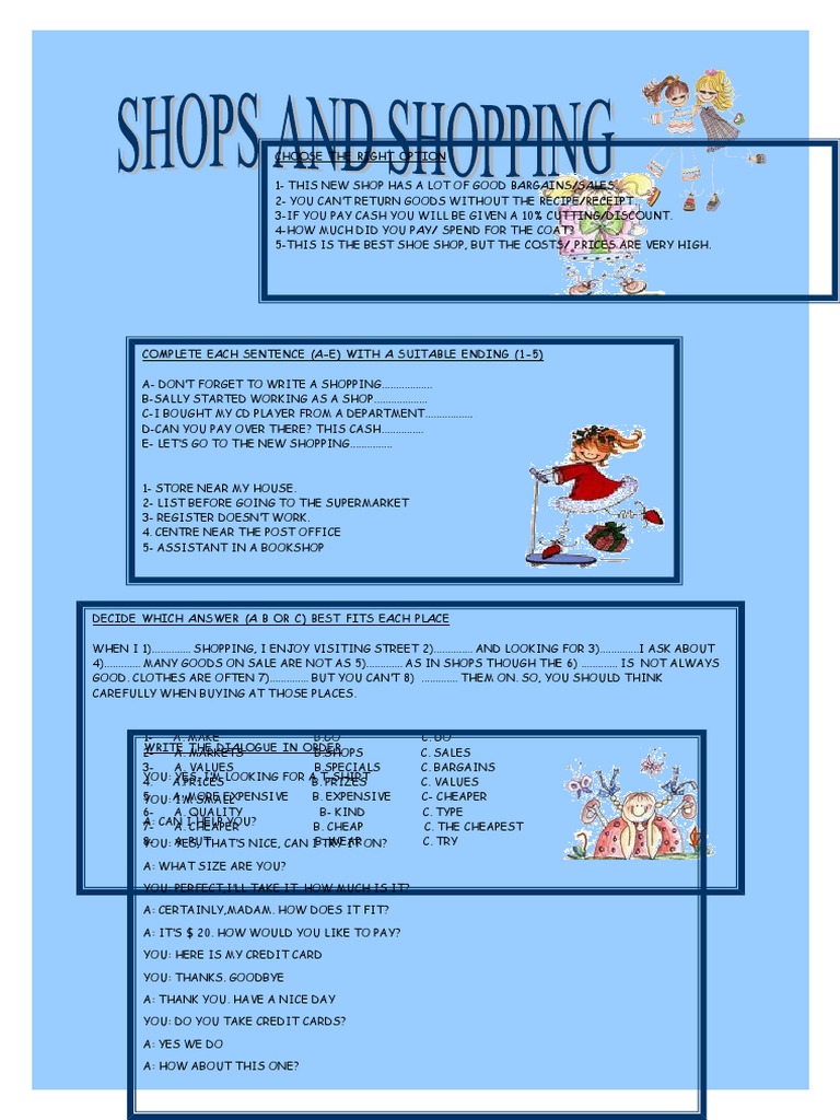 Shopping Tips and Dialogue Practice | PDF