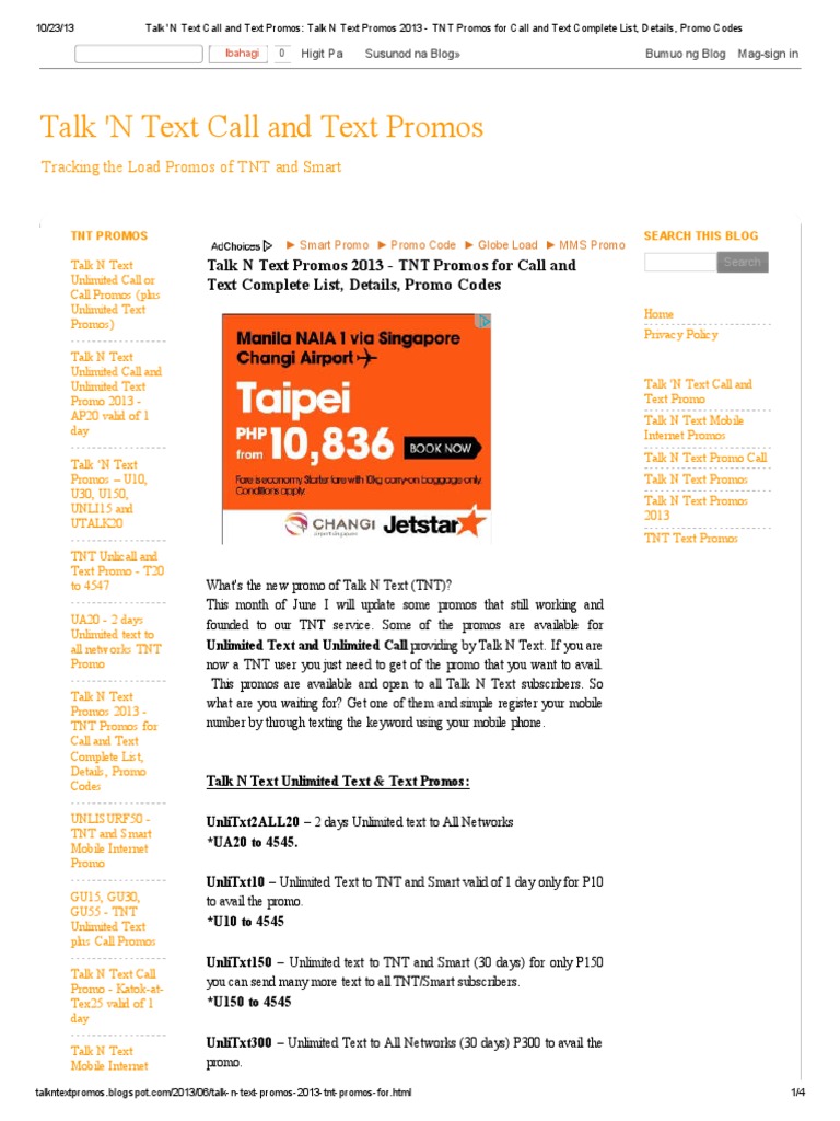 Talk 'N Text Call and Text Promos - Talk N Text Promos 2013 - TNT ...