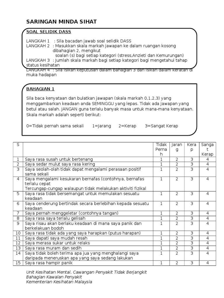 Borang Saringan Minda Sihat | PDF