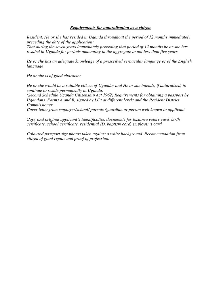 Requirements For Naturalisation As A Citizen | PDF