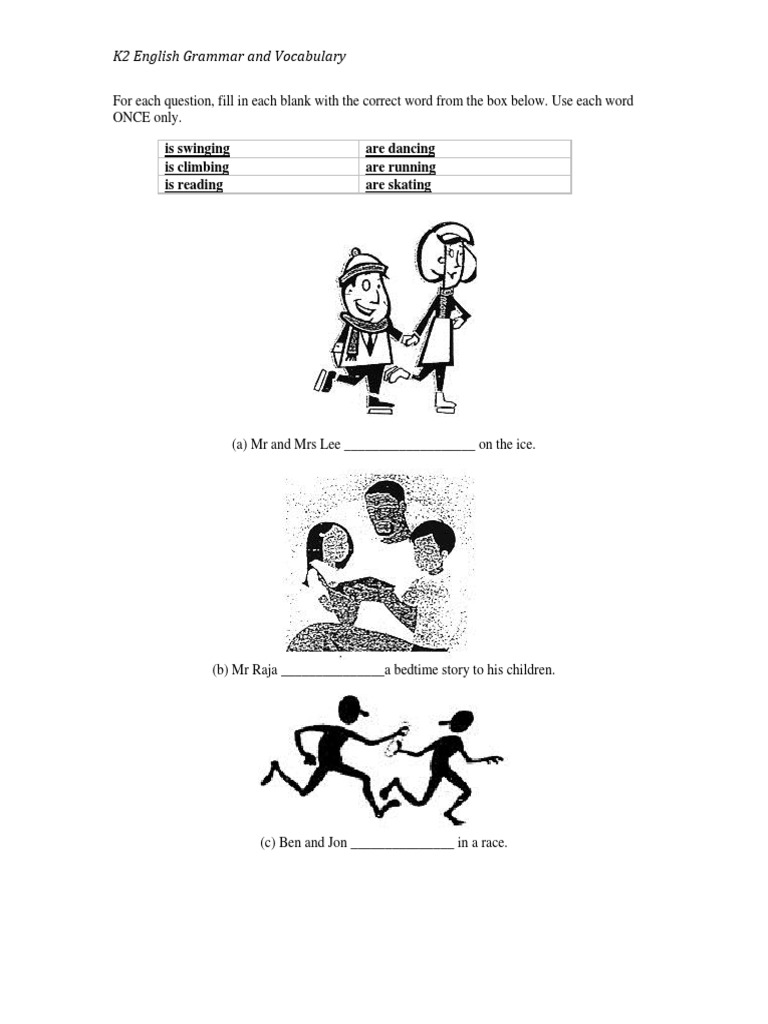 K2 English Grammar and Vocabulary Worksheet | PDF