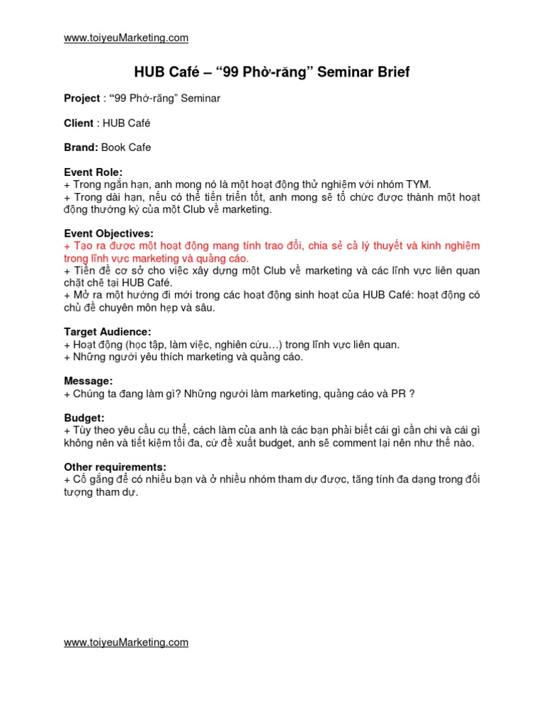 Hub Event 99phorang Brief | PDF