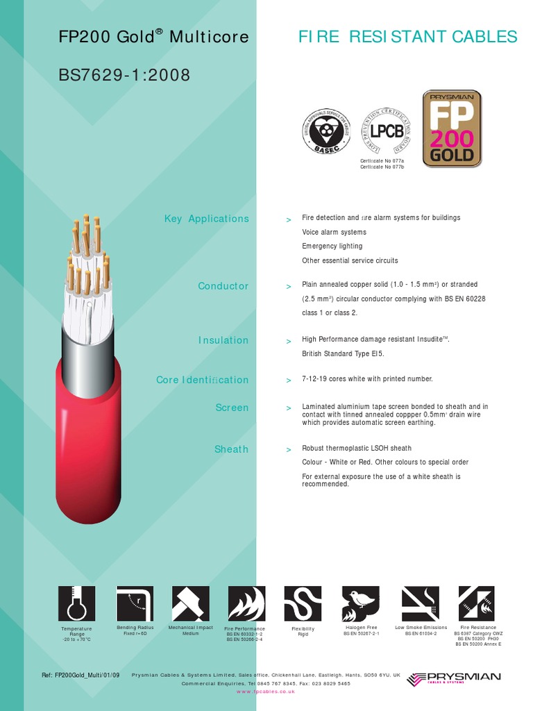 Prysmian_FP200_Gold_Fire_Performance_&_Resistant_Cables.pdf | Cable | Electrical Conductor