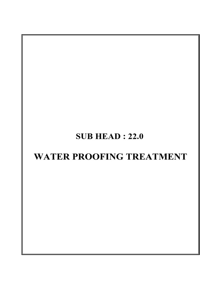 CPWD Waterproofing Specification PDF | PDF