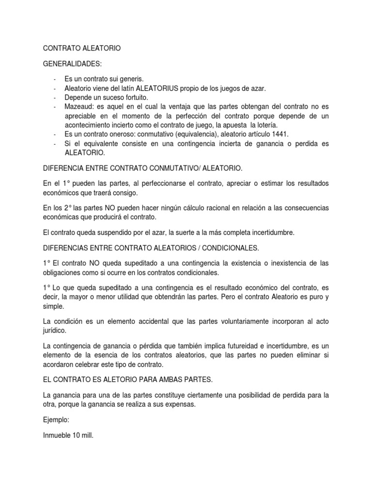 Contrato Aleatorio | PDF | Seguro | Póliza de seguros