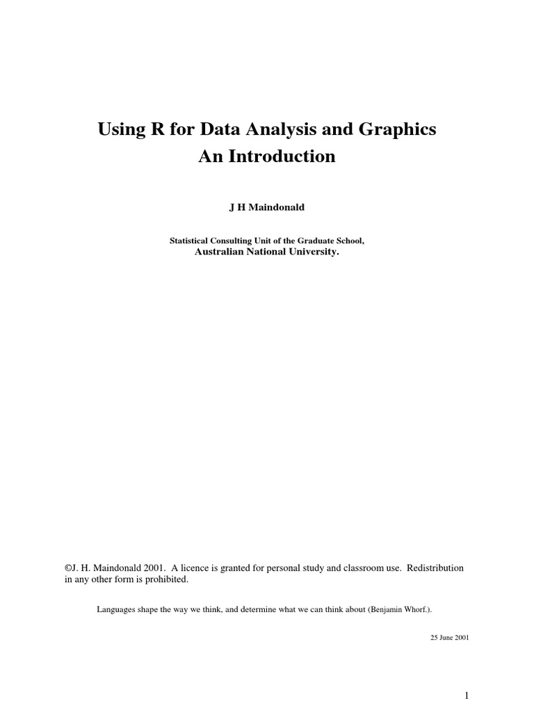 Using R For Data Analysis and Graphics An Introduction | PDF | R (Programming Language) | Comma ...