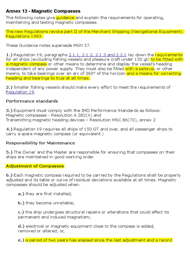 UK INTERPRETATION Solas Chapter V - Annex 13 - Magnetic Compasses.pdf ...
