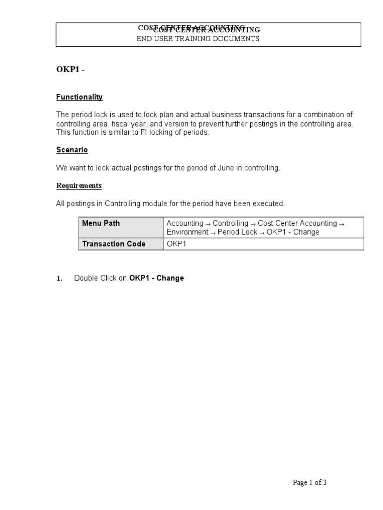 Locking Posting Periods in SAP CO | PDF | Business | Finance & Money ...