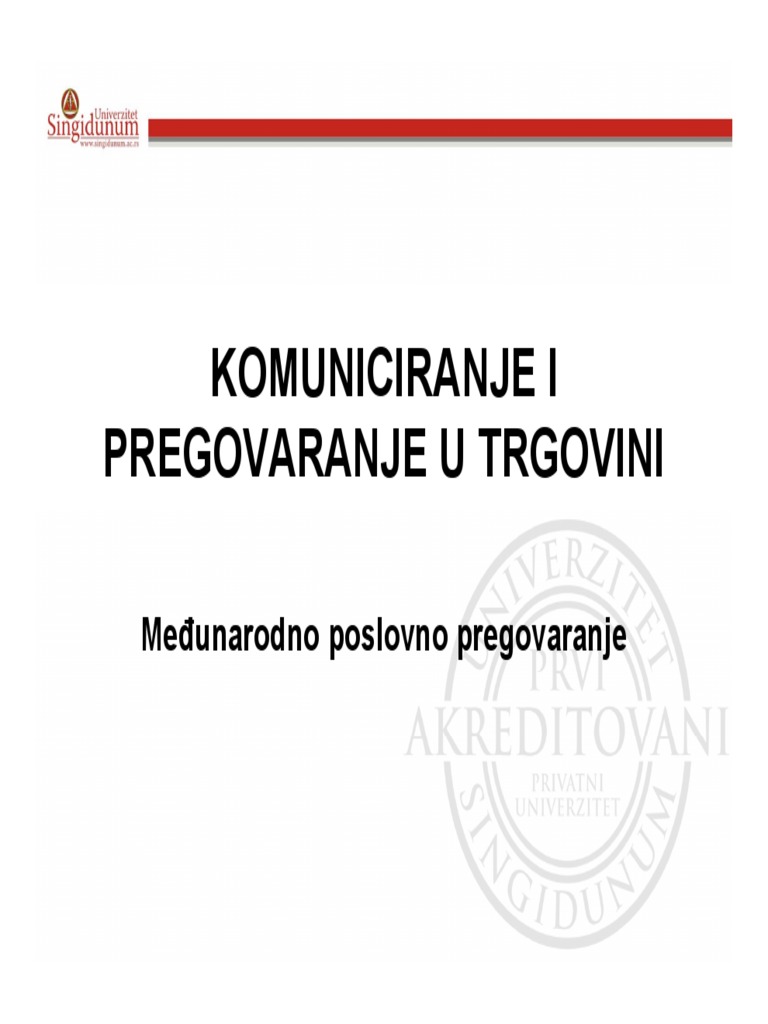 9 Međunarodno Poslovno Pregovaranje | PDF