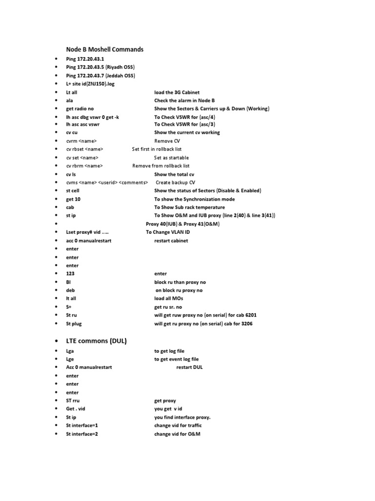 Moshell Commands New | PDF | Computers
