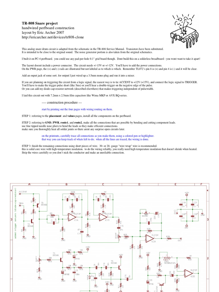 Handwired Analog TR-808 Snare Drum Circuit Layout and Construction ...