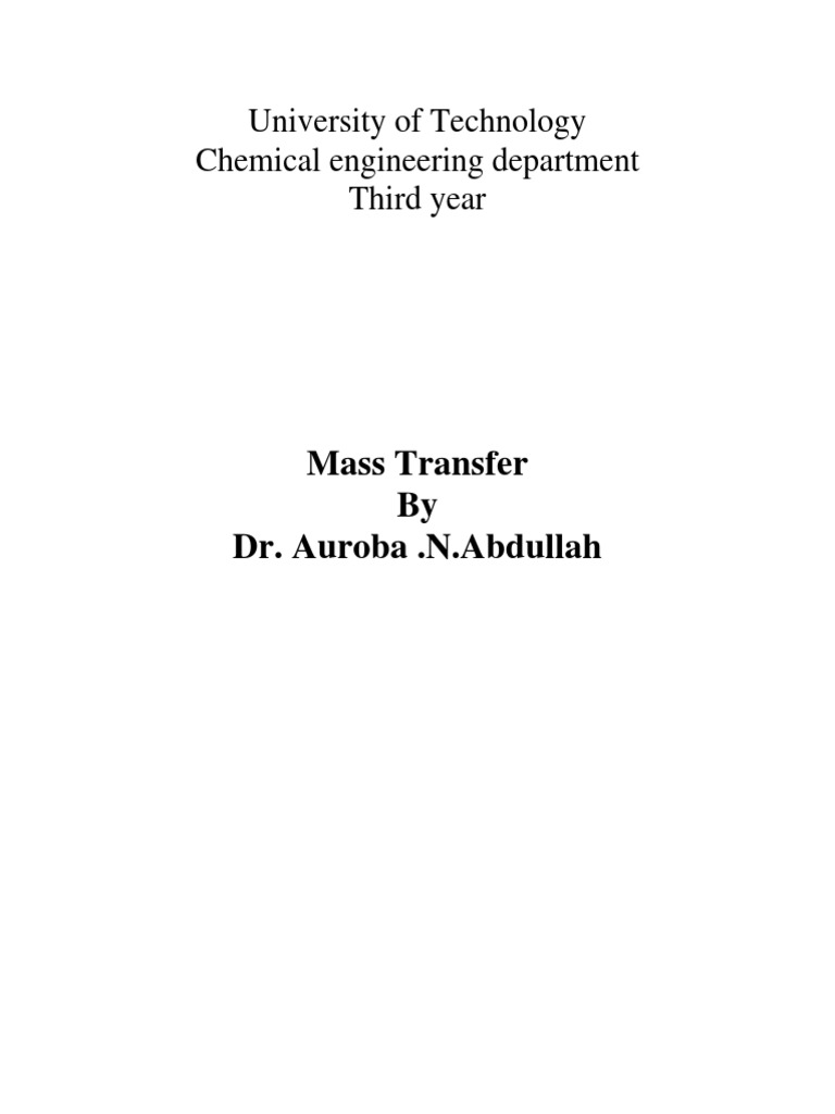 Mass Transfer DR Auroba | PDF | Diffusion | Thermal Conduction