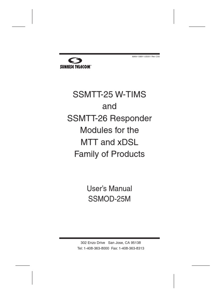 SSMTT-25/-26 User Manual Guide | PDF | Signal To Noise Ratio | Digital Subscriber Line