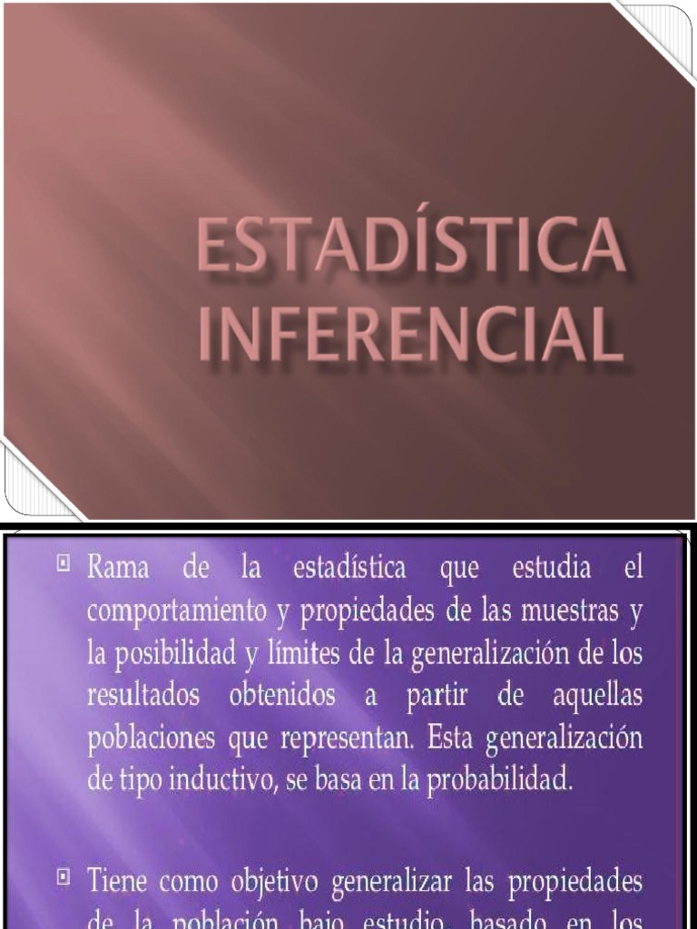 Diapositivas Estadistica Inferencial | PDF | Muestreo (Estadísticas) | Matemáticas Aplicadas