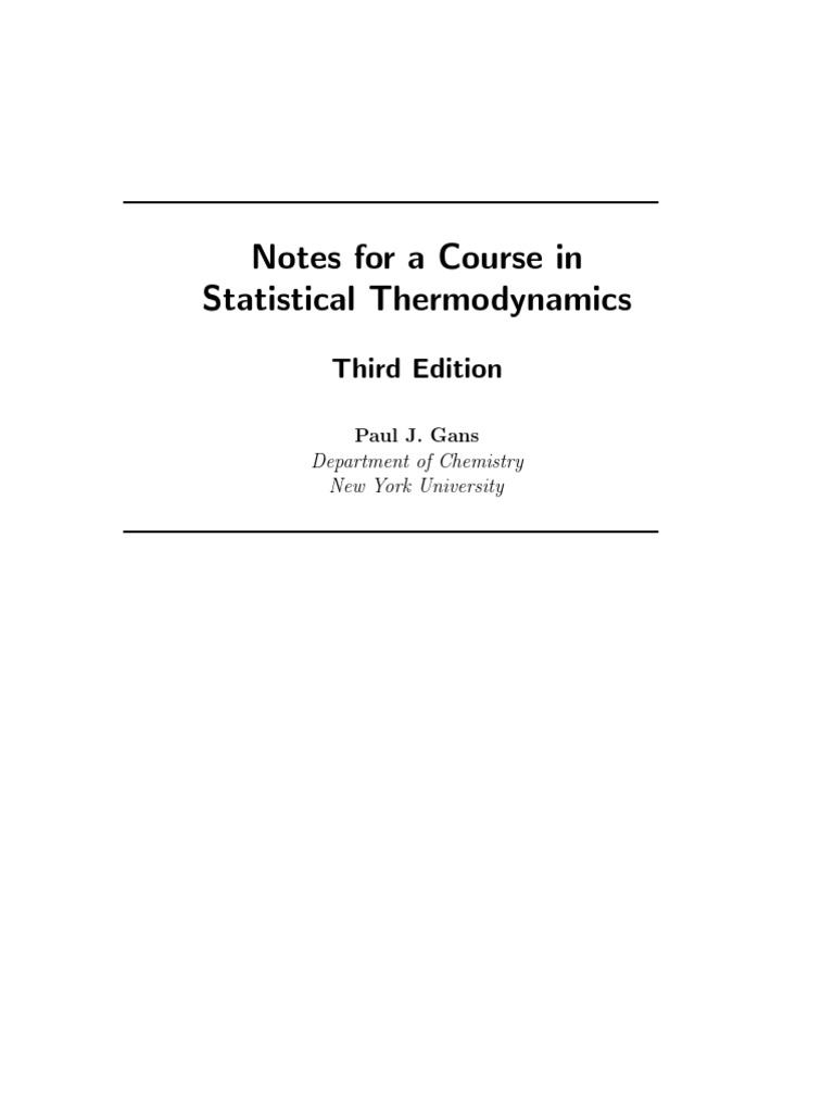 Notes For A Course On Statistical Mechanics PDF | PDF | Hamiltonian ...