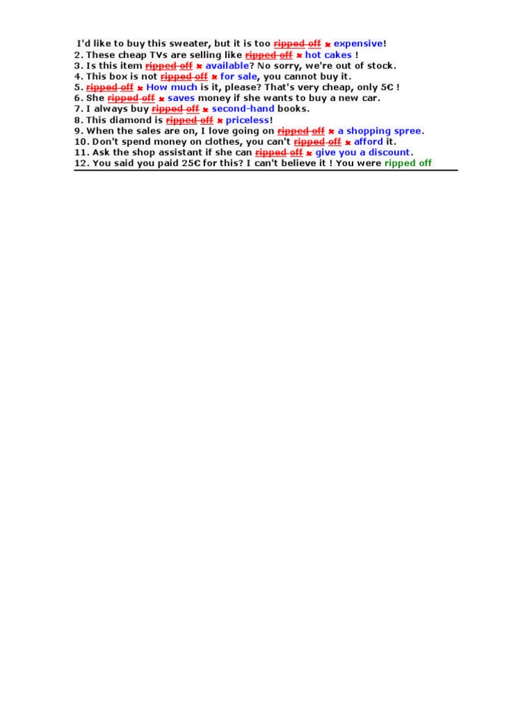 Shopping and Pricing Vocabulary Guide | PDF | Home & Garden