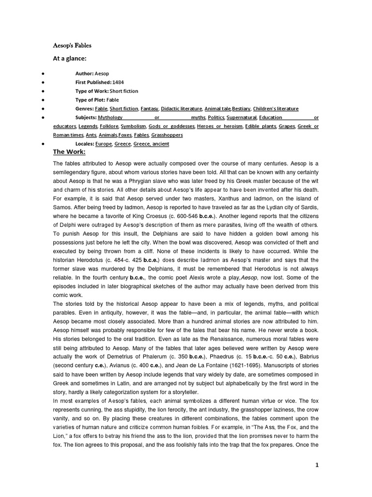 Aesop - S Fables (Critical View) | PDF | Aesop | Fable