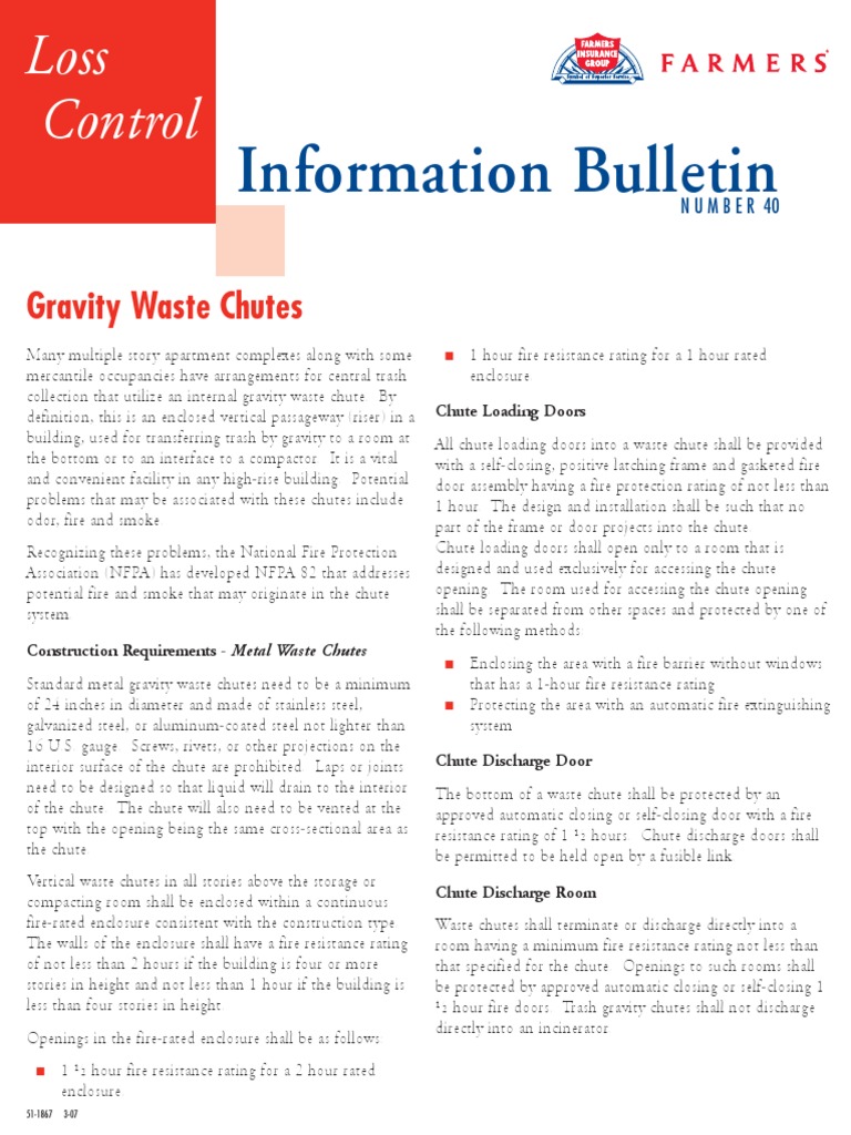 Gravity Waste Chutes | PDF | Fire Sprinkler System | Door