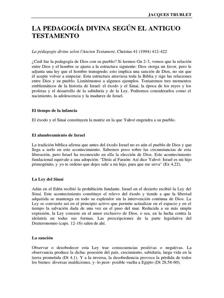Jacques Trublet - La Pedagogia Divina en El at | PDF | Libro del éxodo ...