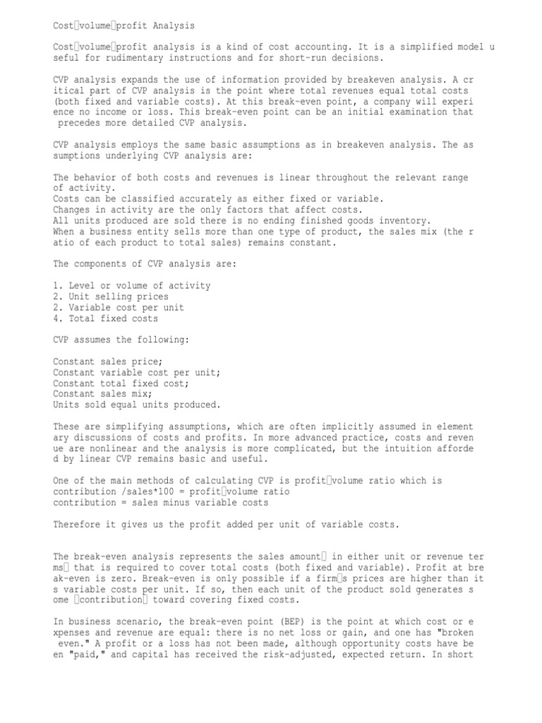 CVP Vs BEA | PDF | Financial Accounting | Business Economics