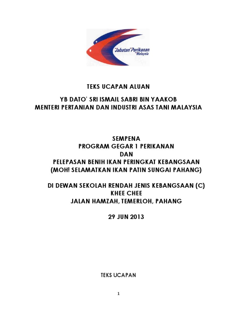 TEKS UCAPAN mENTERI PDF | PDF