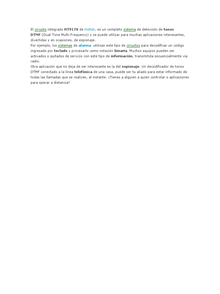 Circuito Integrado HT9170 | PDF