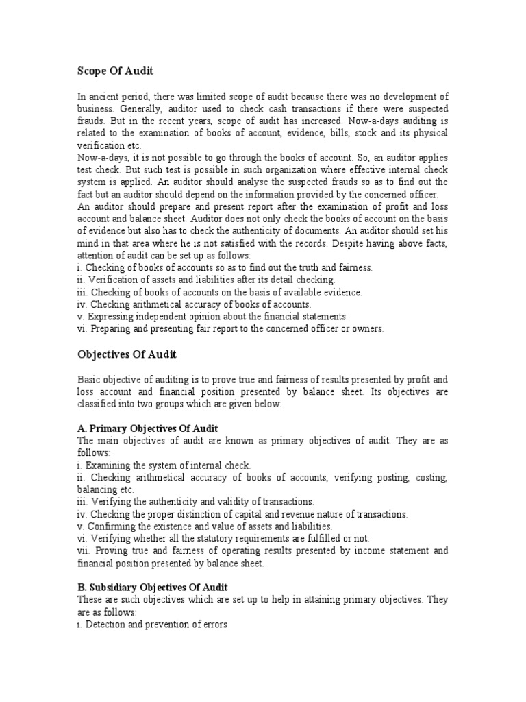 Scope of Audit | PDF | Financial Audit | Audit