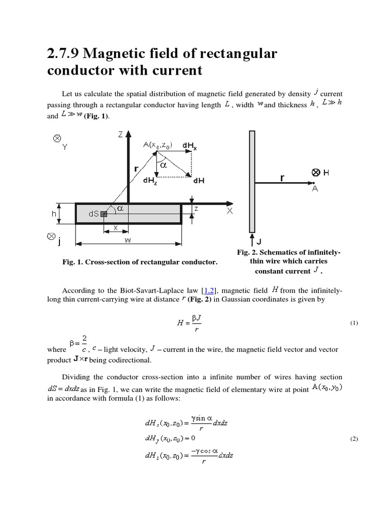 Magnetic calculation in rectangular conductors.docx | Magnetic Field | Magnetization