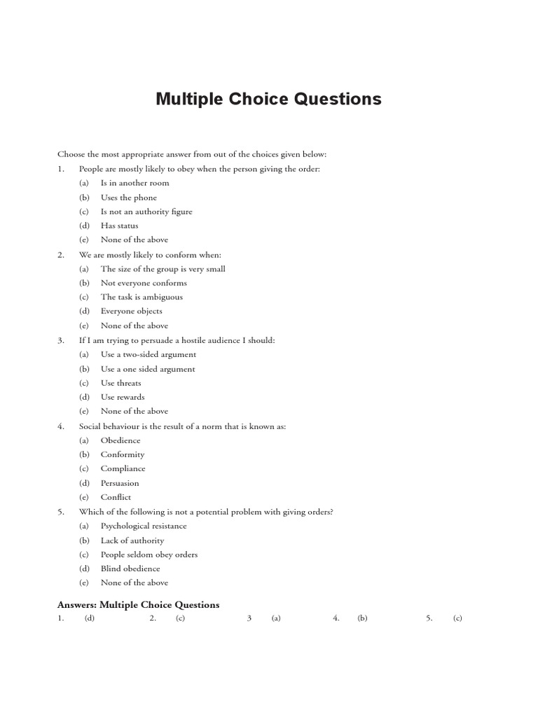Management MCQs with Answers | PDF | Career & Growth | Social Science