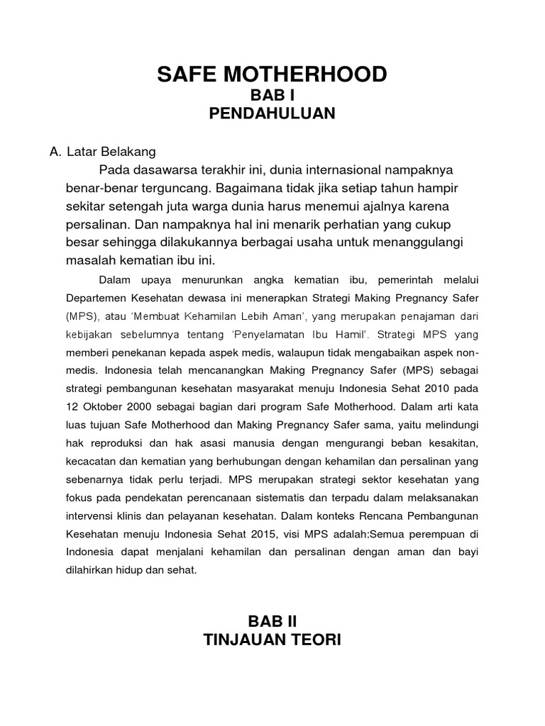 Safe Motherhood | PDF | Pengembangan Diri | Kesehatan Holistik