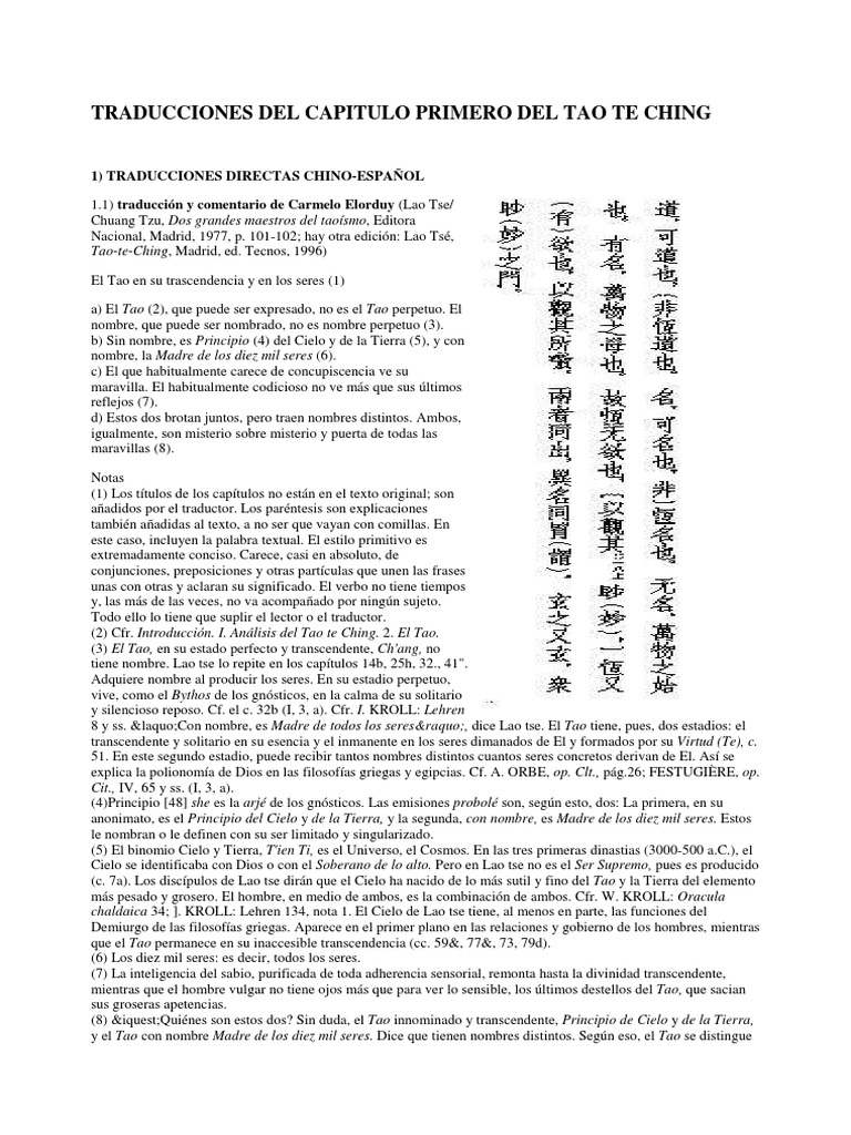 Traducciones del Capítulo 1 del Tao Te Ching | PDF | Laozi | Tao Te Ching