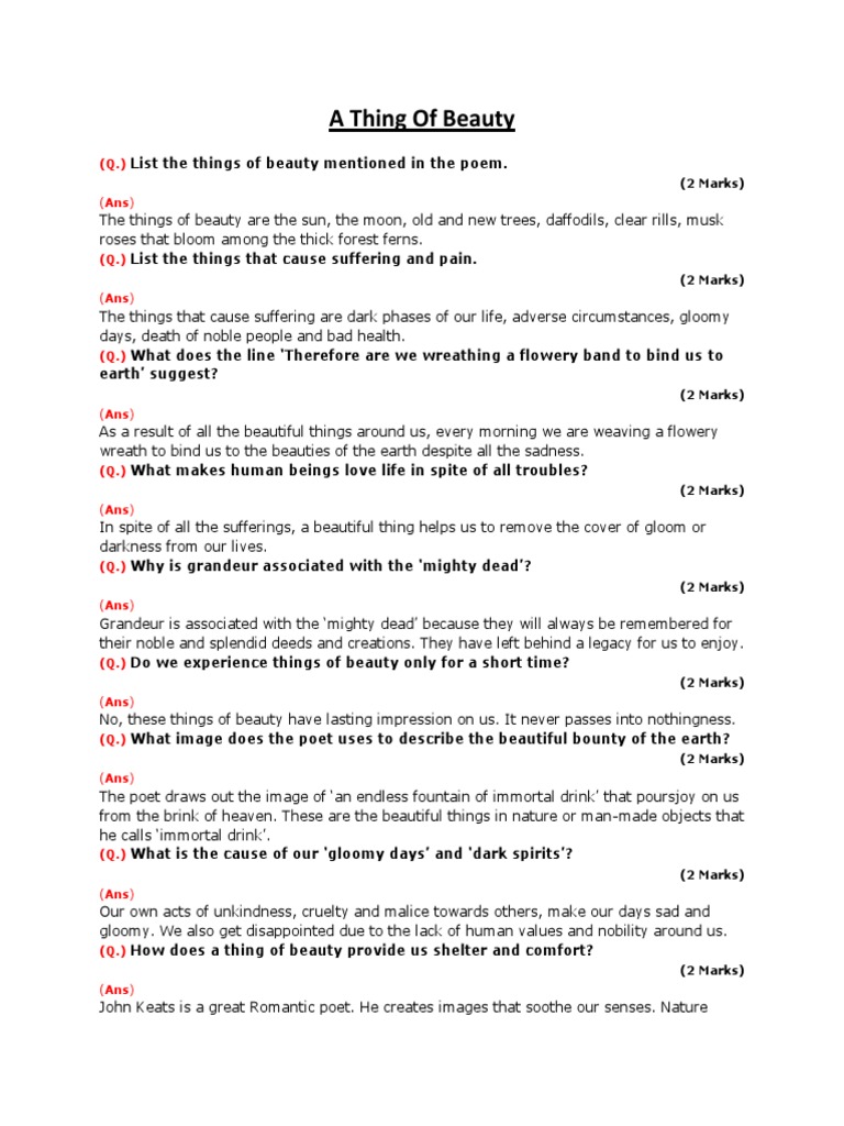 A Thing of Beauty | PDF | John Keats