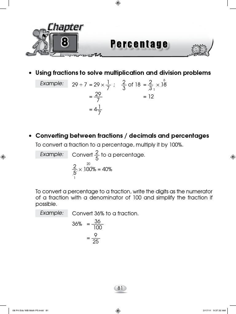08 Pri WB Math P5 PDF | PDF | Fraction (Mathematics) | Percentage