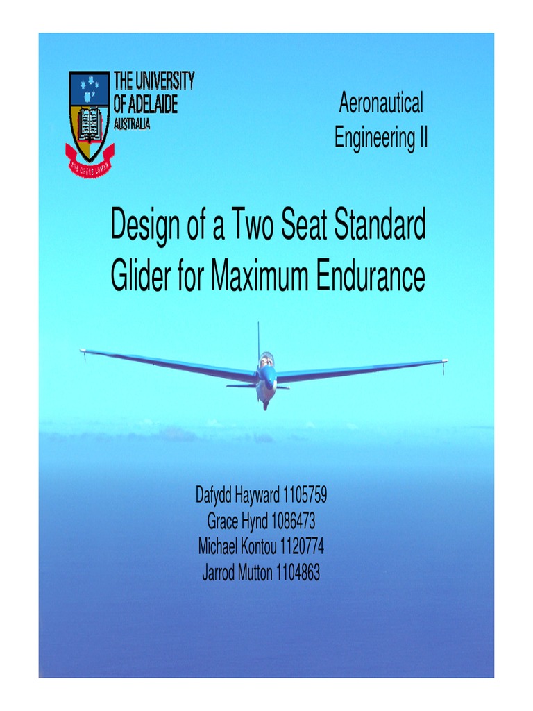 Group 1 Design of A Two Seat Standard Glider For Maximum Endurance ...
