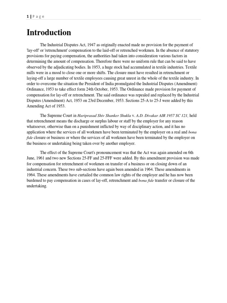 Layoff and Retrenchment in Labour Law | PDF | Layoff | Strike Action