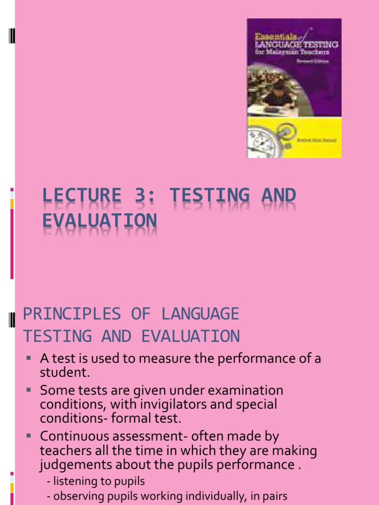 Lecture3 - TESTING AND EVALUATION PDF | PDF | Validity (Statistics ...